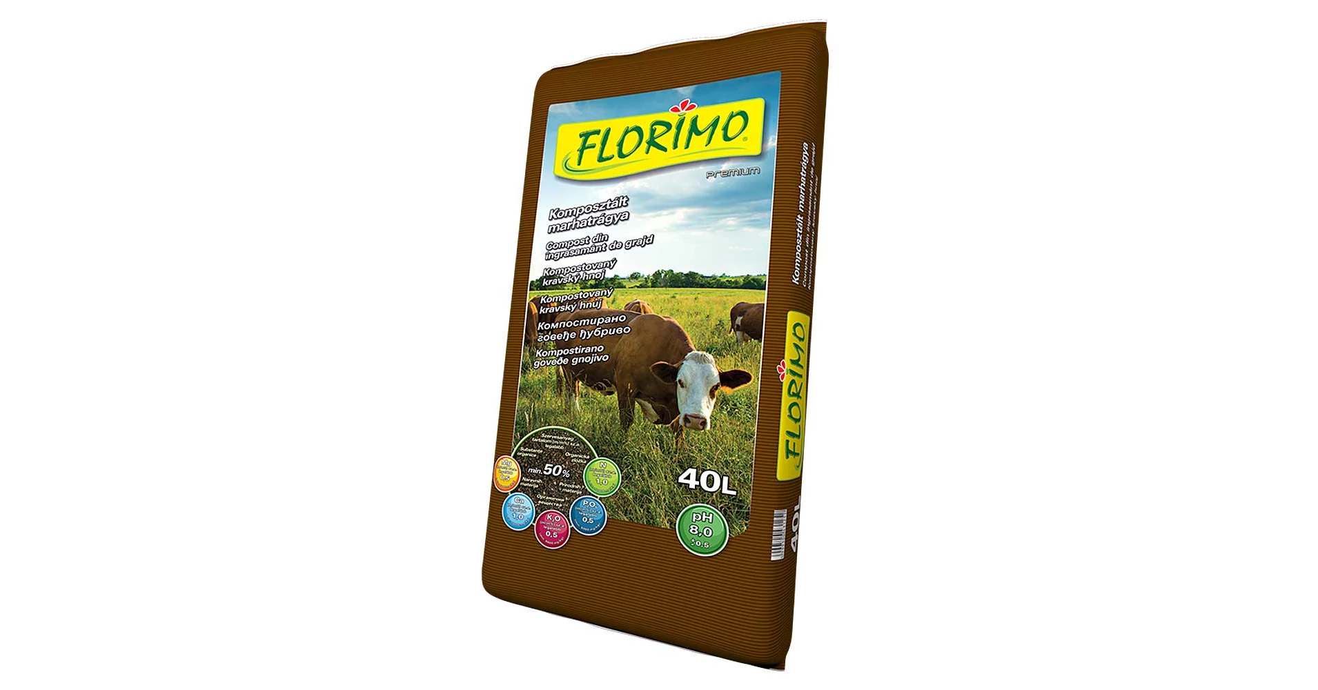 Florimo Komposztált marhatrágya 20l - Virágföld, fenyőkéreg